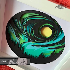 Northern Lights SVG, 3D Layered Shadowbox Template, Aurora Borealis Svg ...