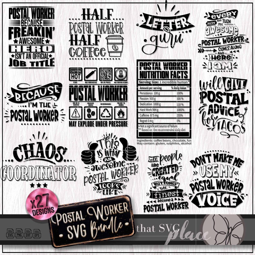 Postal Worker SVG PNG Bundle, Funny Postal Office Worker SVG, Mail ...