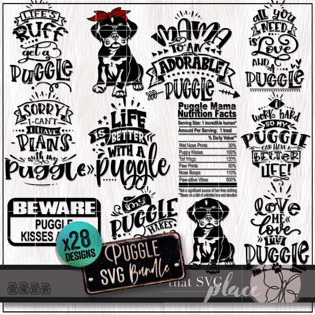 Puggle SVG Bundle, Mom Dad Shirt PNG Clipart, Puppy Lover Signs Svg ...
