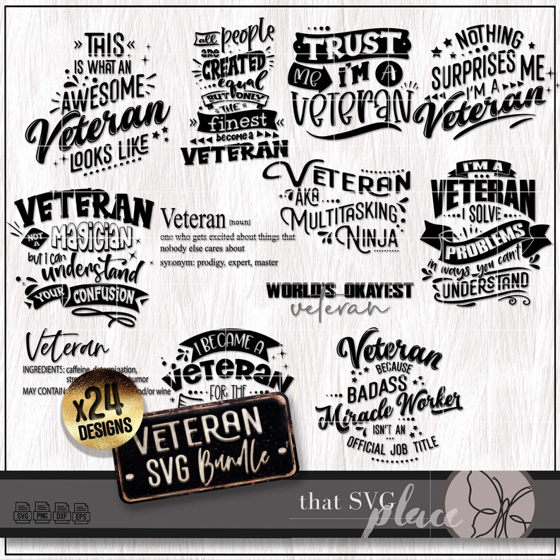 Veteran SVG, Service Member PNG Bundle, Soldier SVG, Combat Veteran ...