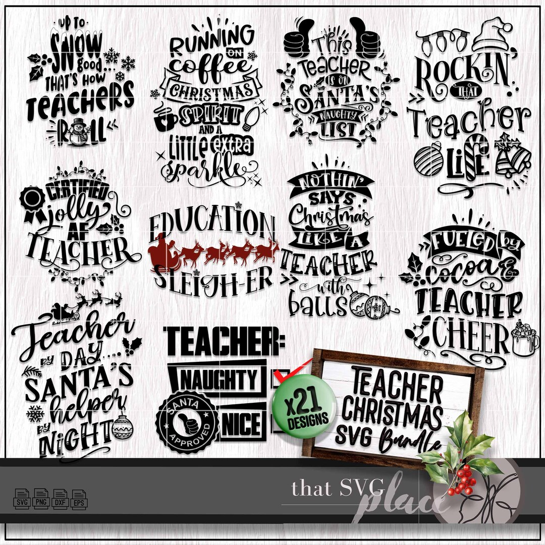 Teacher SVG, Christmas PNG Bundle, School Teacher SVG, Teacher's ...