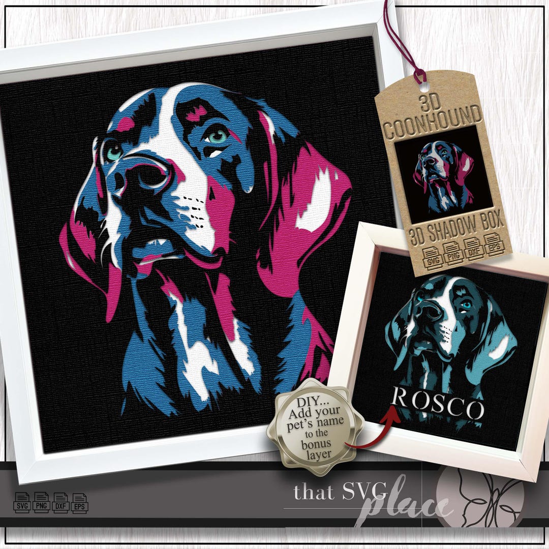 3D Redbone Coonhound, Layered Shadowbox Template, Paper Cut Light Box ...