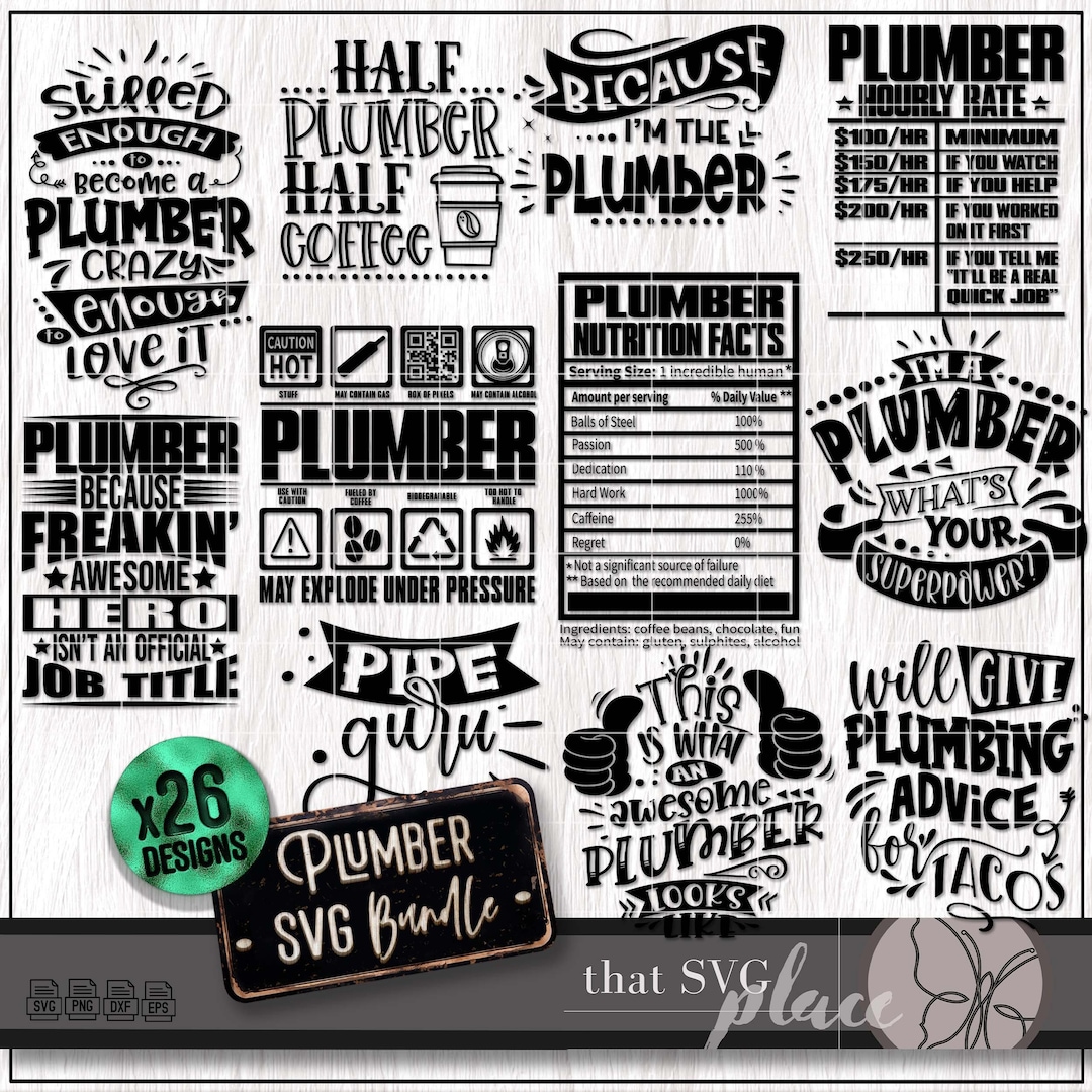 Plumber SVG PNG Bundle, Funny Plumber SVG, Plumbing Appreciation Gift ...