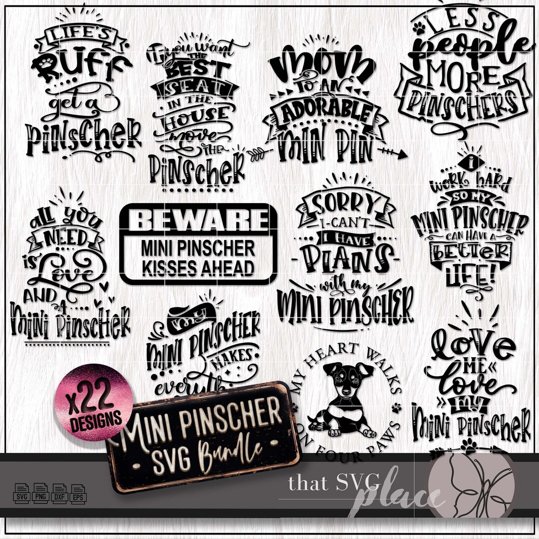 Miniature Pinscher SVG, Min Pin SVG Bundle, Mom Dad Shirt PNG Clipart ...