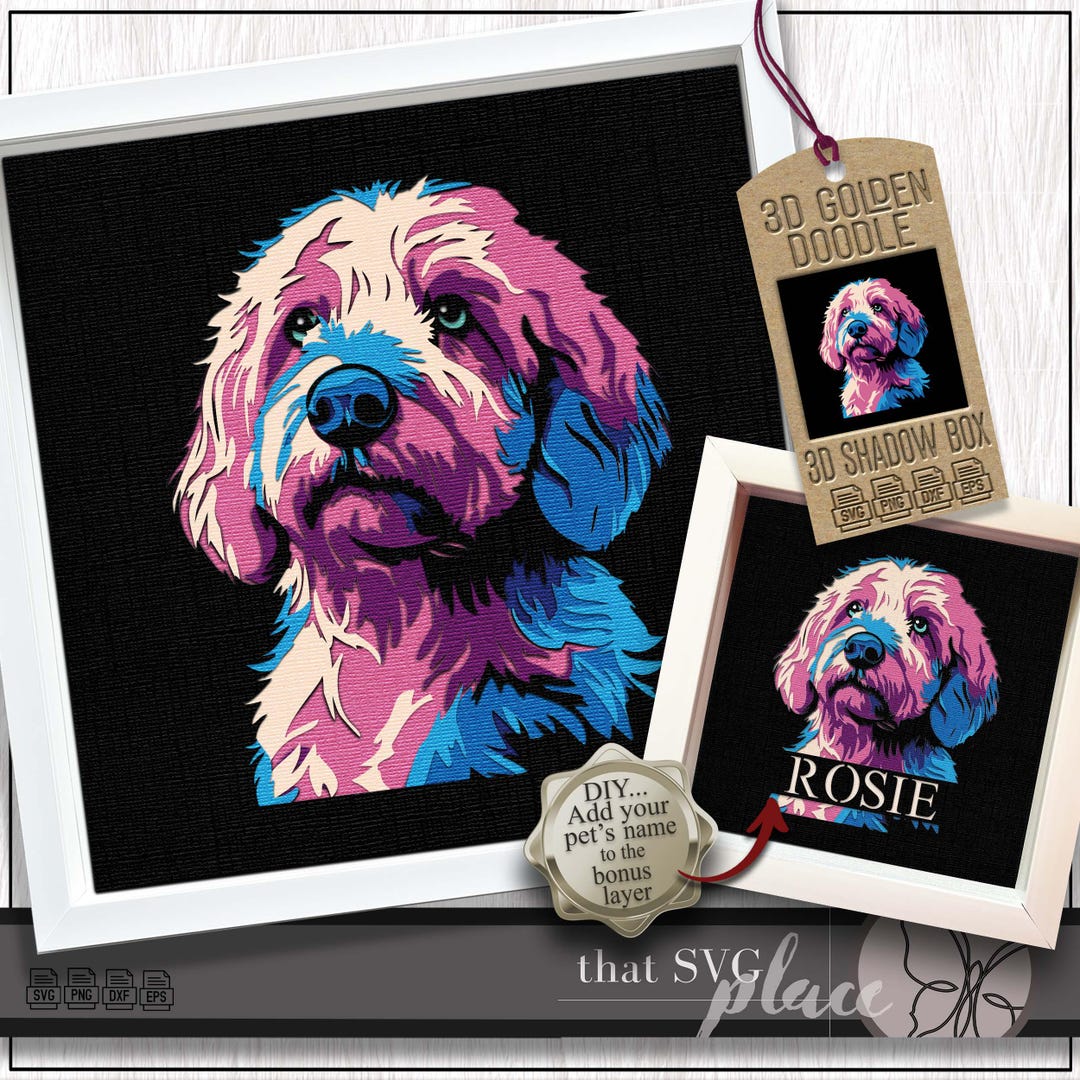 3D Goldendoodle SVG, Layered Shadowbox Template, Golden Doodle SVG ...