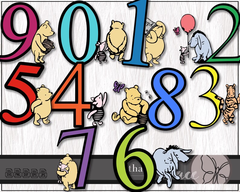 Classic Winnie the Pooh Numbers Clipart Piglet Tigger - Etsy Canada