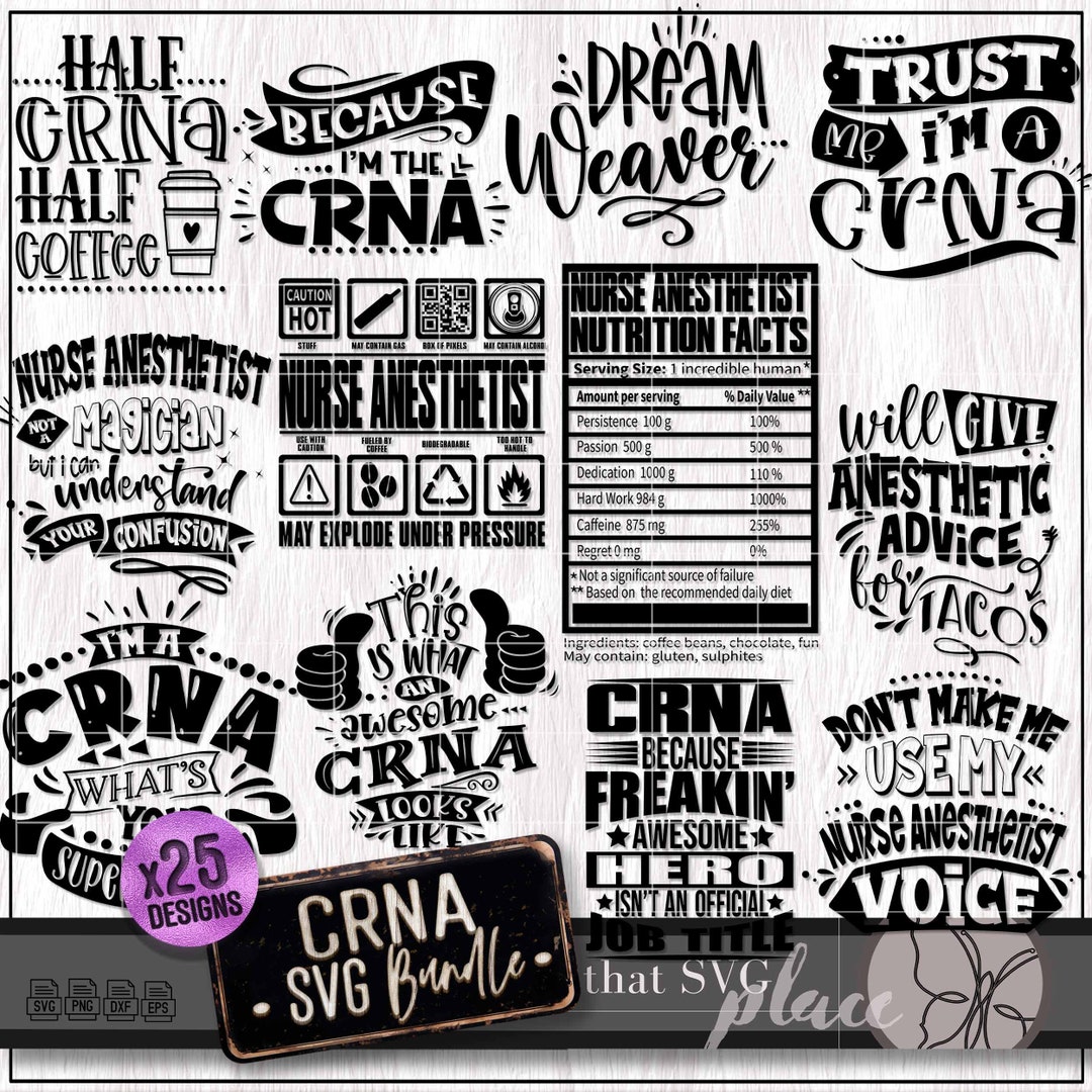 CRNA SVG Bundle, Nurse Anesthetist Svg, Certified Registered Nurse ...