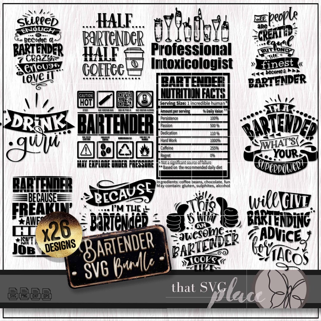 Bartender SVG PNG Bundle, Barmaid Svg, Appreciation Gift, Shirt Svg ...