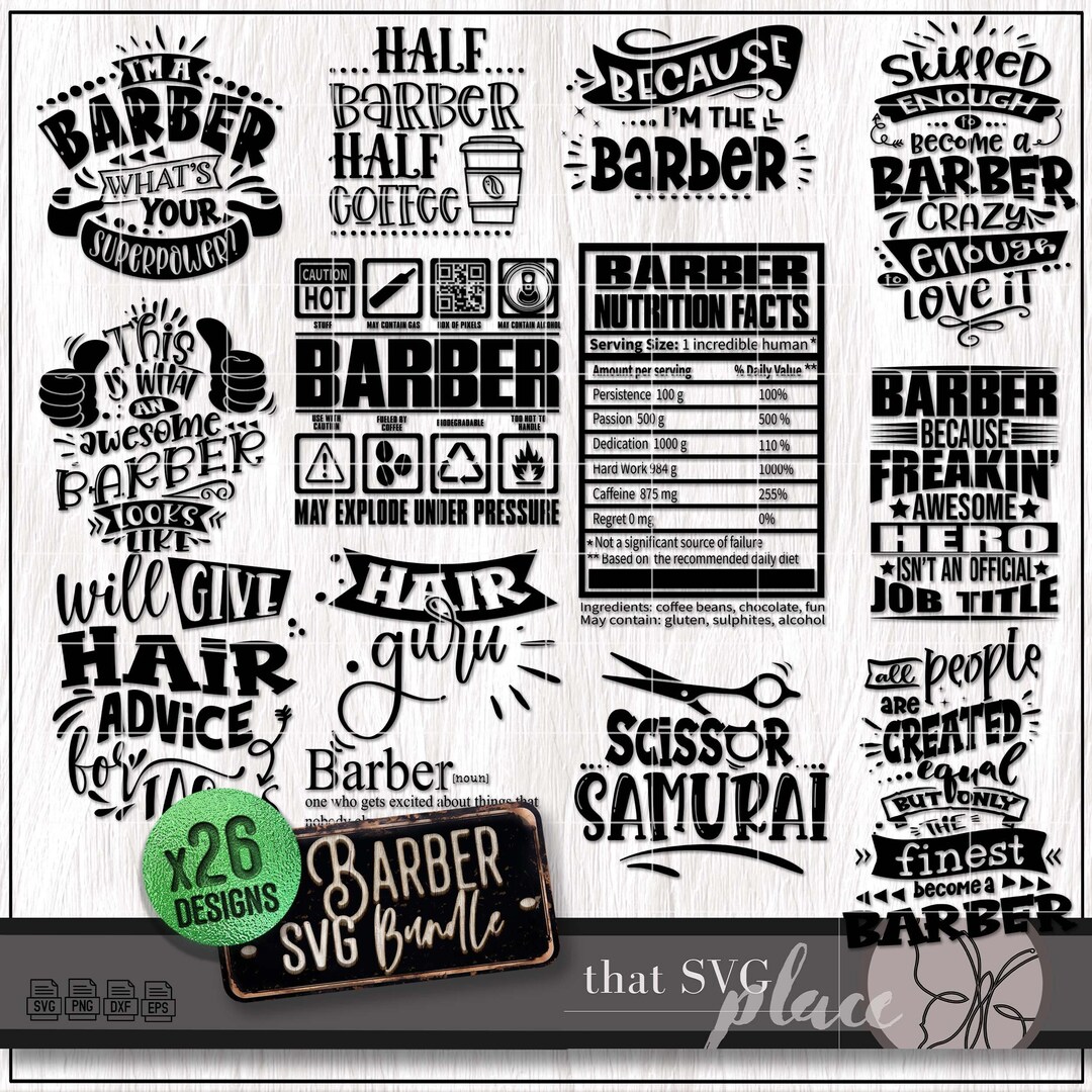 Barber SVG Bundle, Funny Hair Stylist Sublimation PNG SVG, Barber Shop ...