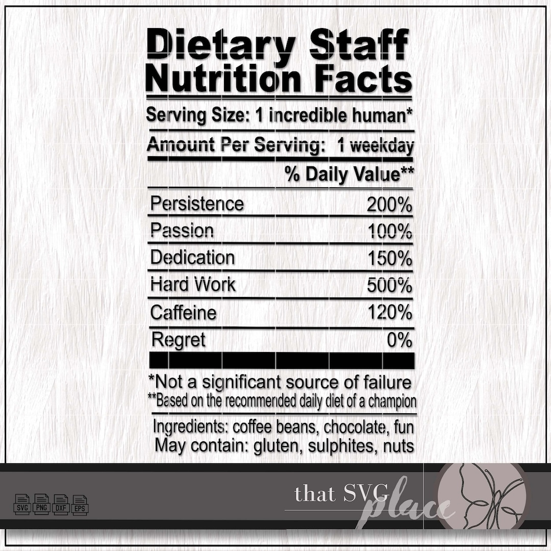 Dietary Staff SVG, Nutrition Facts SVG, Shirt PNG Svg, Lunch Lady Svg ...