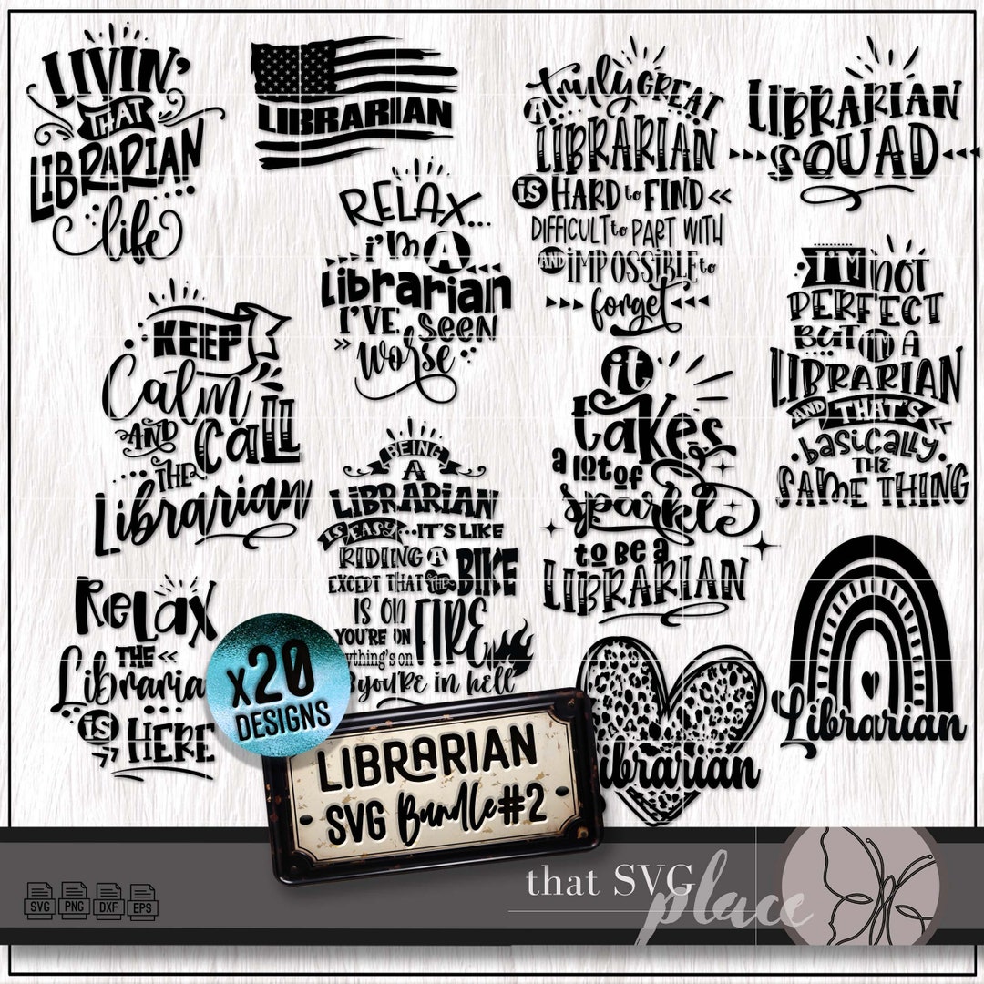 Librarian SVG PNG Bundle #2, Library SVG, School Librarian Svg, Book ...