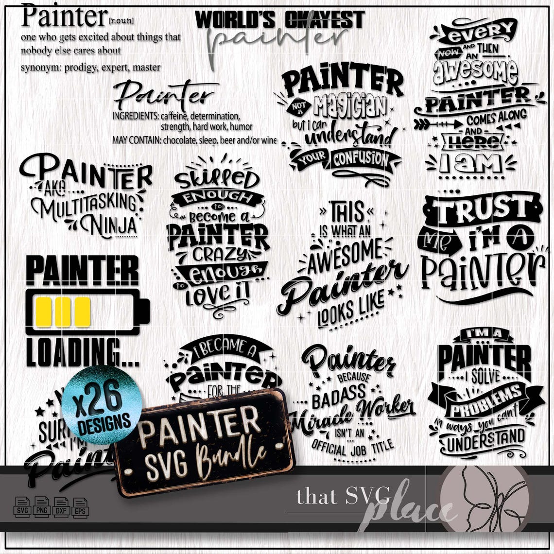 Painter SVG Bundle, Artist Svg, House Painter Svg, Appreciation Gift ...