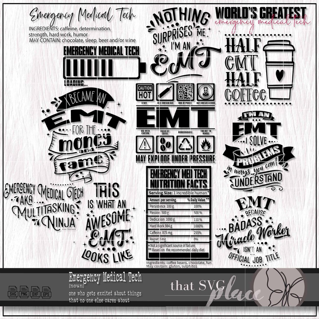 EMT SVG Bundle, Emergency Medical Tech Svg Png, EMS Funny Paramedic Svg ...