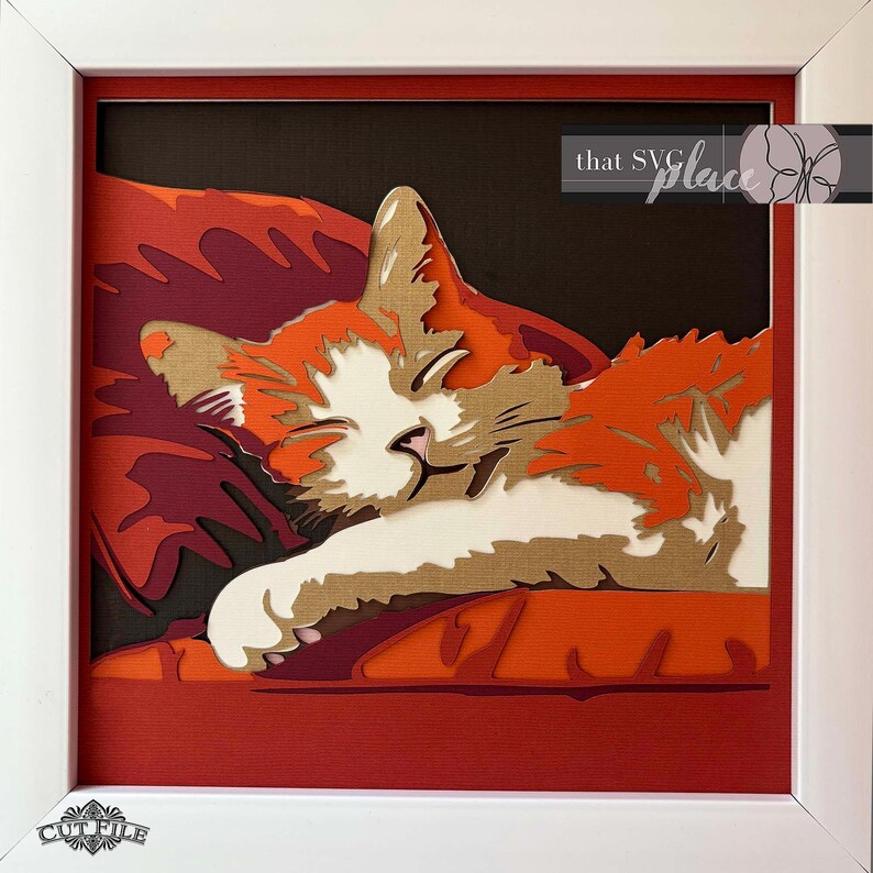 3D Cat SVG, Layered Shadowbox Template, Paper Cut Light Box, Pet ...