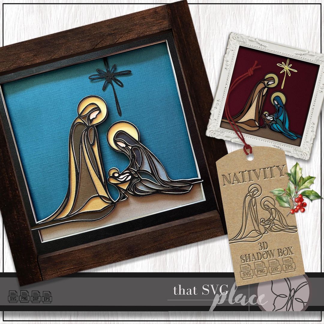 3D Nativity SVG, Shadow Box SVG, Holy Family Light Box SVG, Christmas ...