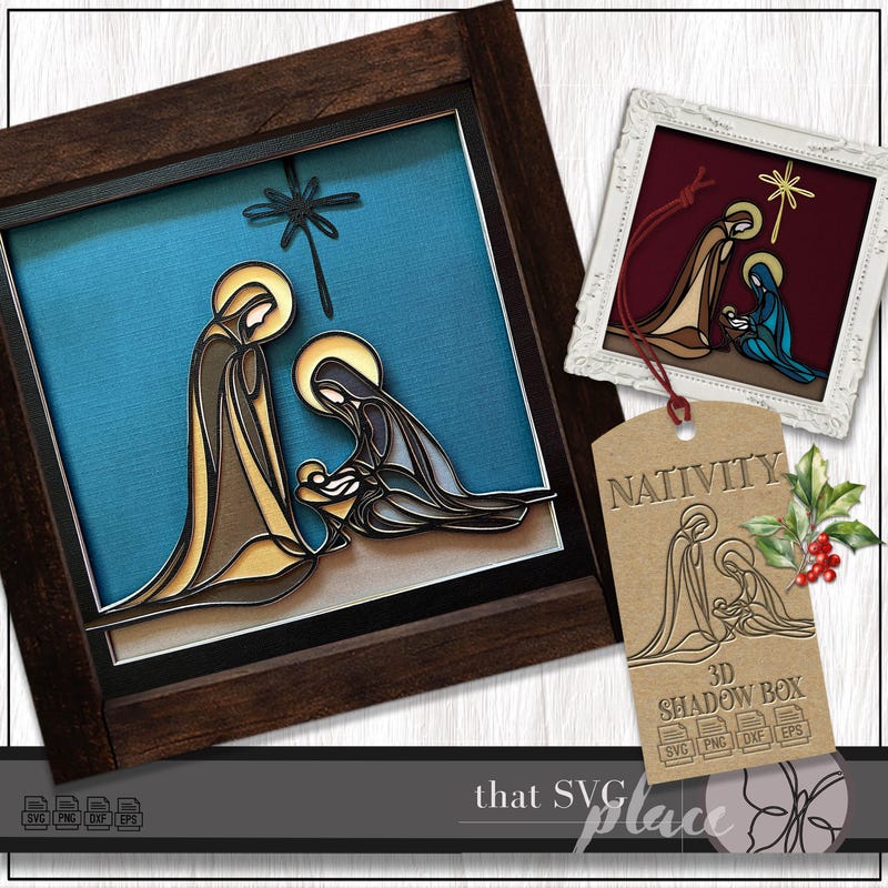 Nativity Shadow Box Svg - Etsy