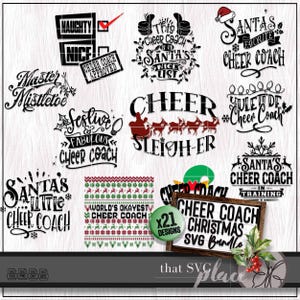 Cheer Coach SVG, Christmas PNG Bundle, Cheerleader PNG, Cheerleading ...