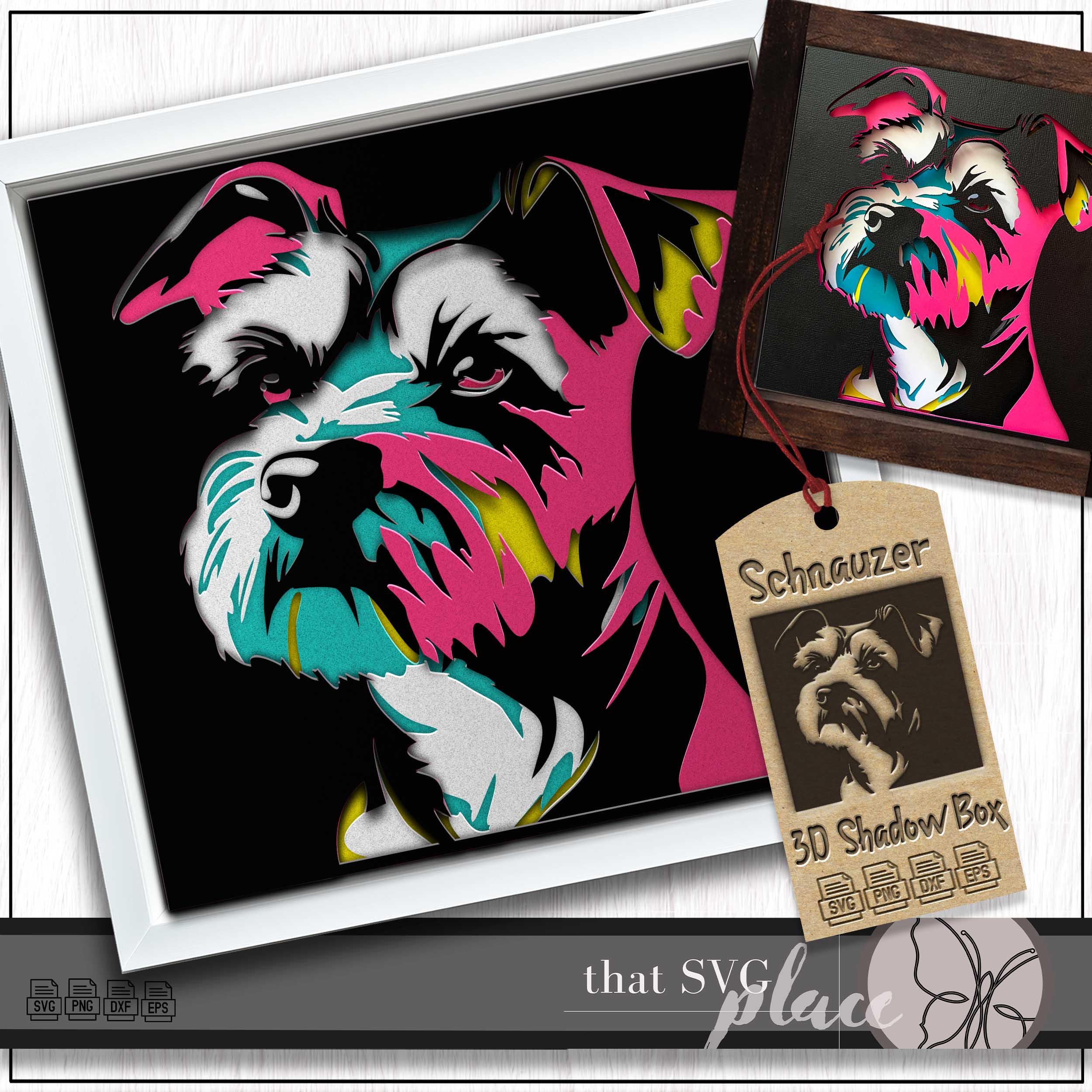 3D Schnauzer SVG, Shadow Box SVG, Paper Cut Light Box Template ...