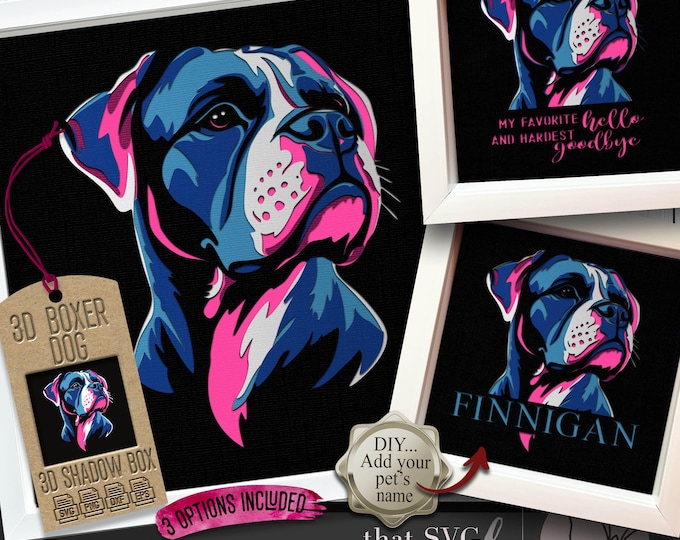 Boxer Dog 3D Shadow Box SVG/ 3D Layer Colorful Boxer/ Dog Mandala 3D ...
