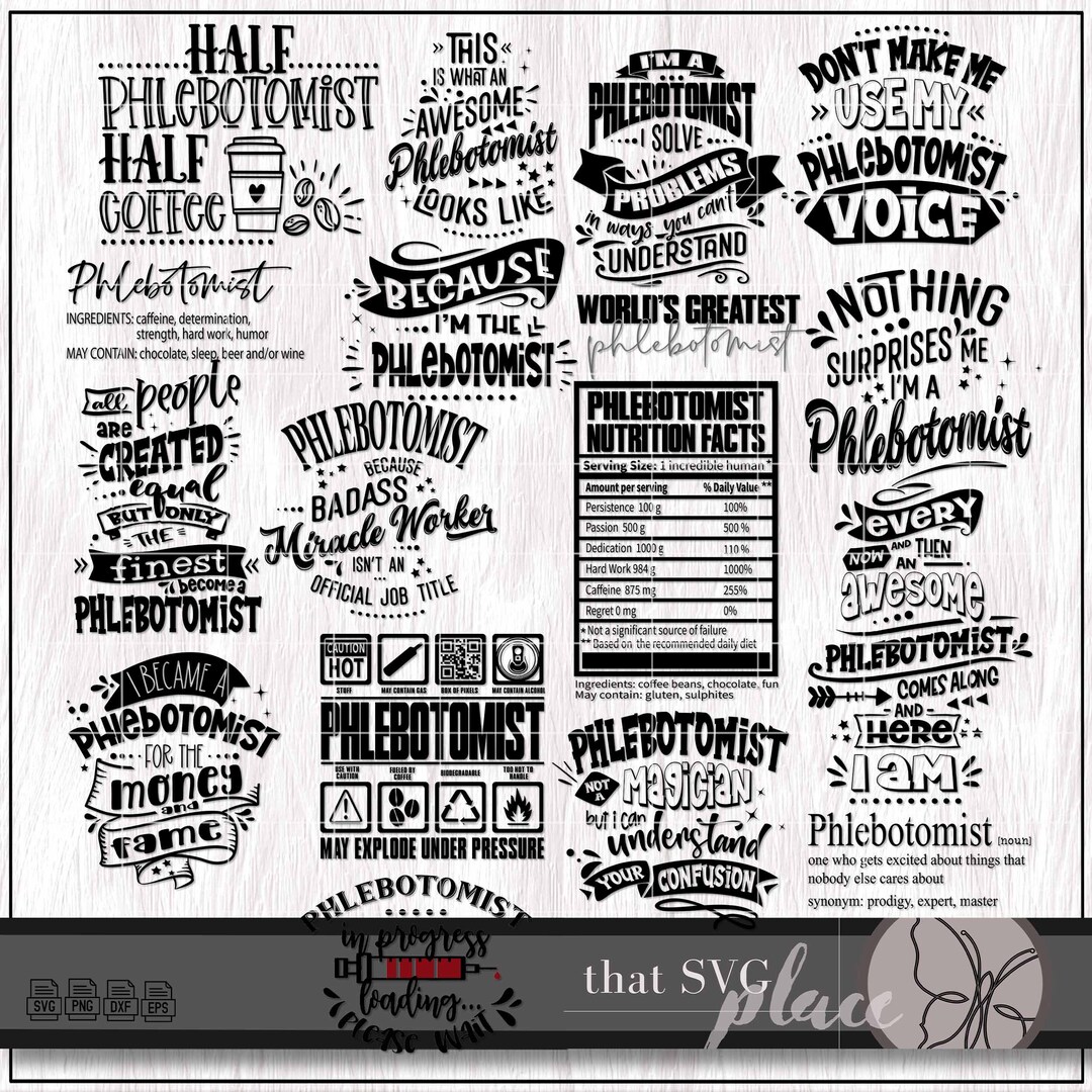 Phlebotomy SVG Bundle, Phlebotomist SVG, MLT Svg, Syringe Svg, Lab Tech ...