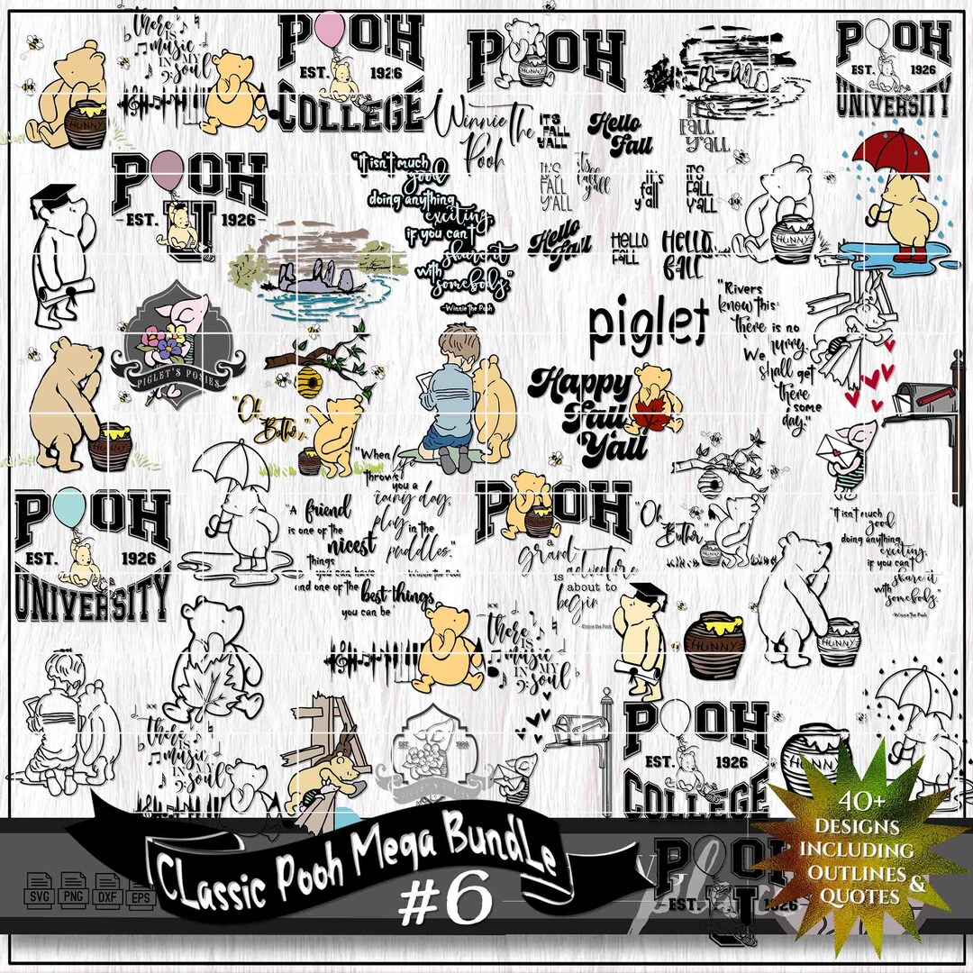 Winnie the Pooh SVG, Classic Pooh SVG Bundle, Piglet SVG, Eeyore Svg ...