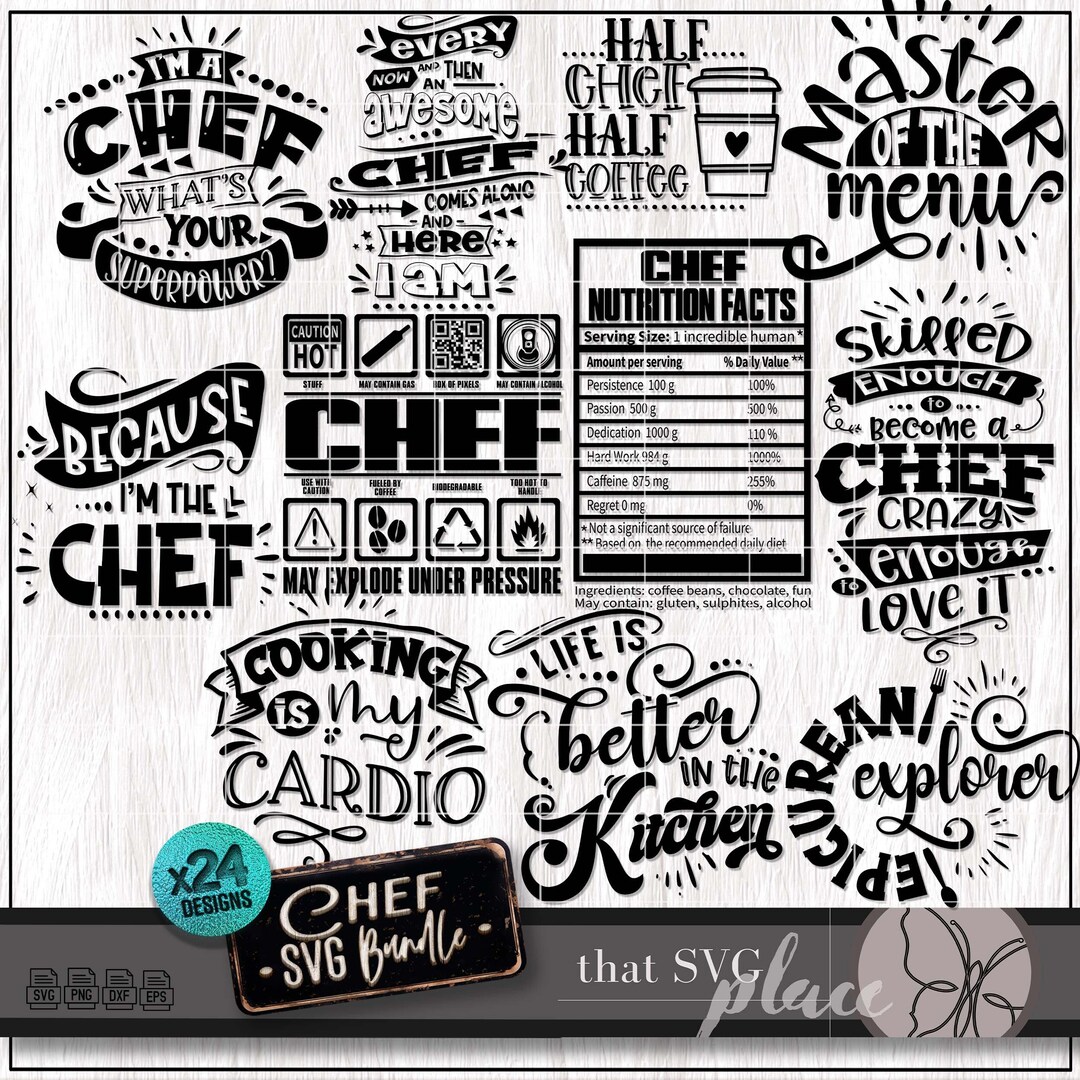 Chef SVG PNG Bundle, Cook SVG Clipart, Sous Chef Svg, Cooking ...