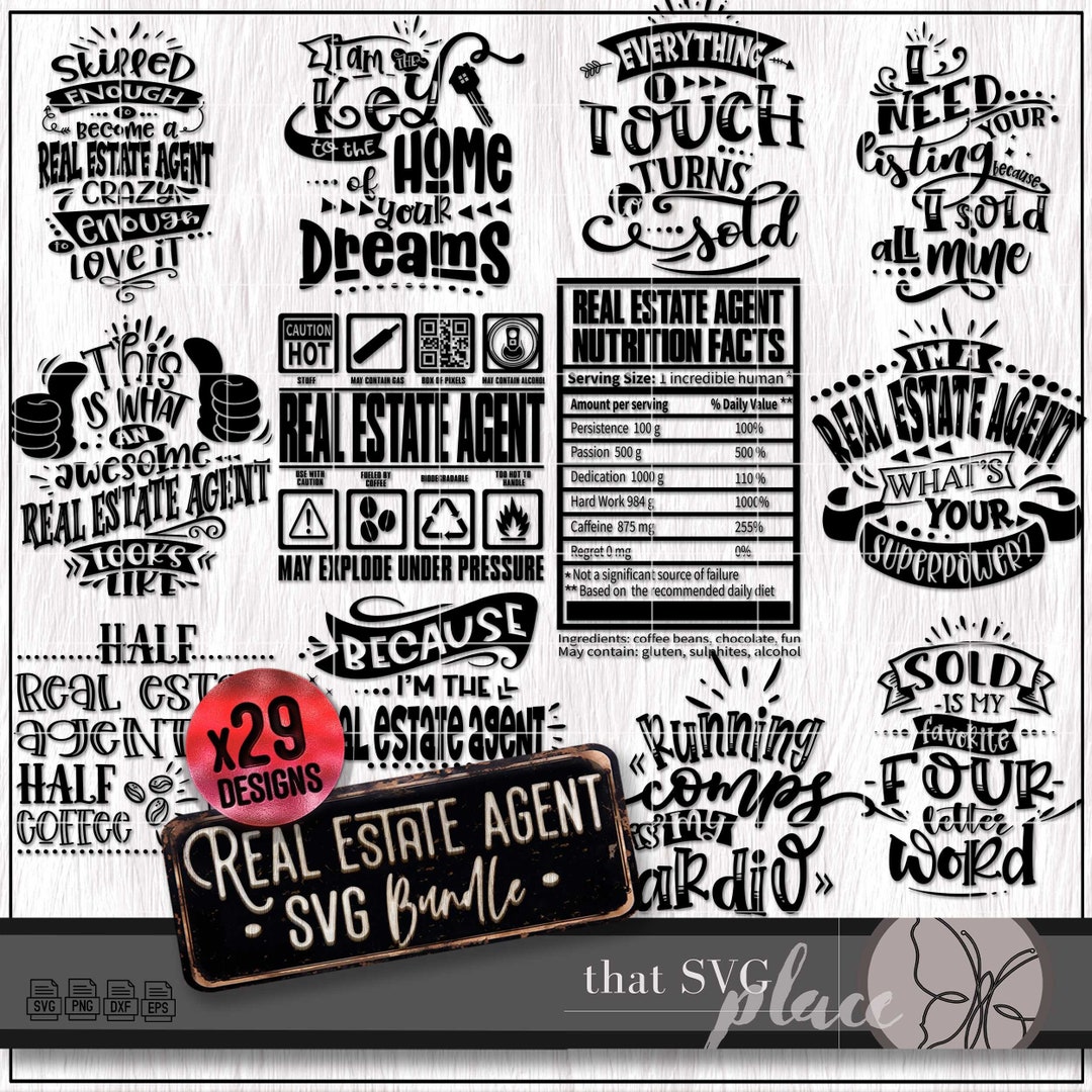 Real Estate Agent SVG, Broker SVG Bundle, Shirt PNG Clipart ...