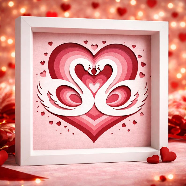 3D Valentine SVG, Heart Shadowbox SVG, Layered Papercut Template ...