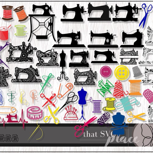 Sewing SVG Bundle Sewing Machine Clipart Sewing Silhouette - Etsy