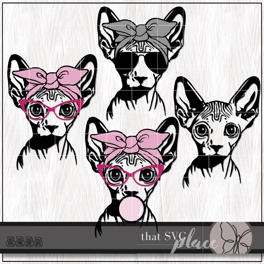 Sphynx SVG, Sphynx Cat Svg Bandana, Kitten Clipart, Cat Breed PNG ...