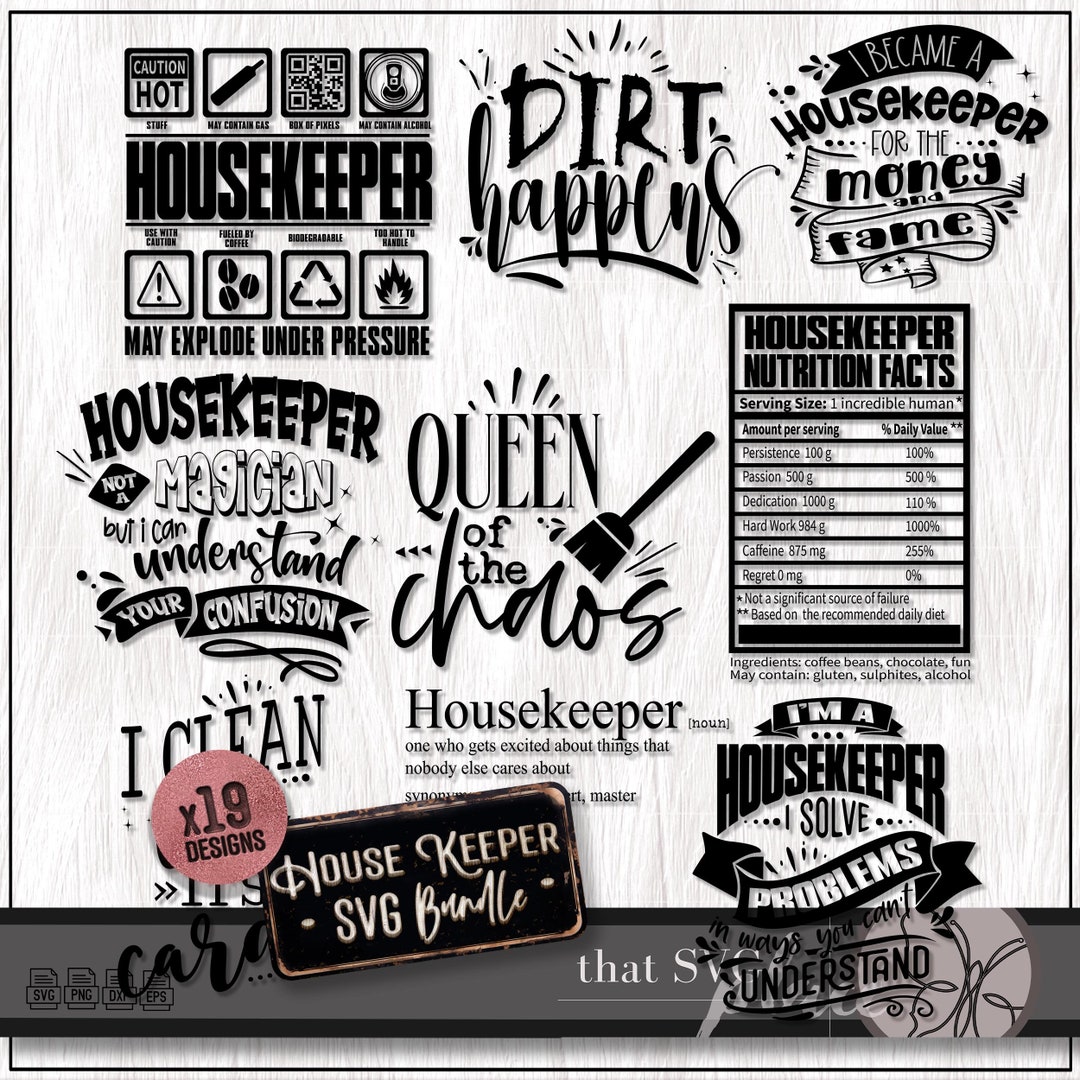 Housekeeper SVG PNG Bundle, Funny Cleaning Service SVG, House Cleaning ...