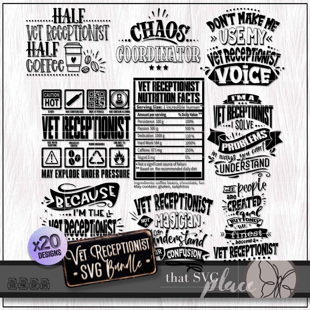 Vet Receptionist SVG PNG Bundle, Funny Veterinarian Receptionist SVG ...