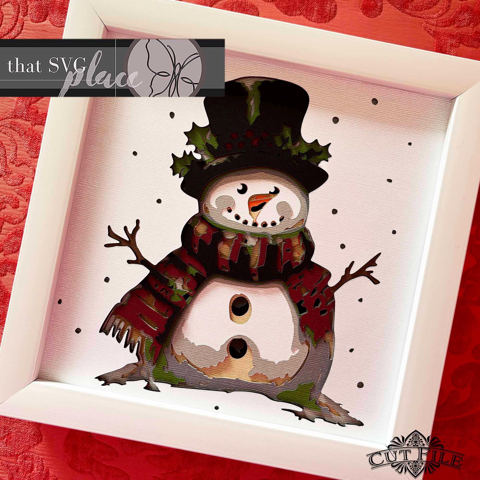 3D Snowman SVG, Layered Shadowbox Template, Paper Cut Light Box ...