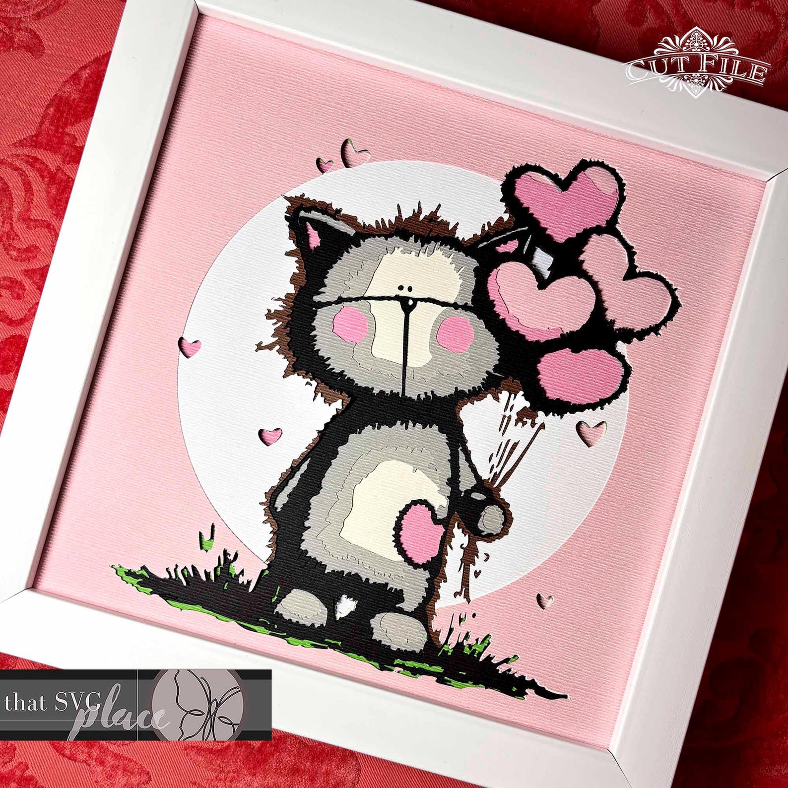 3D Cat Shadow Box SVG, Valentine's Day 3D Paper Cut File, Layered ...