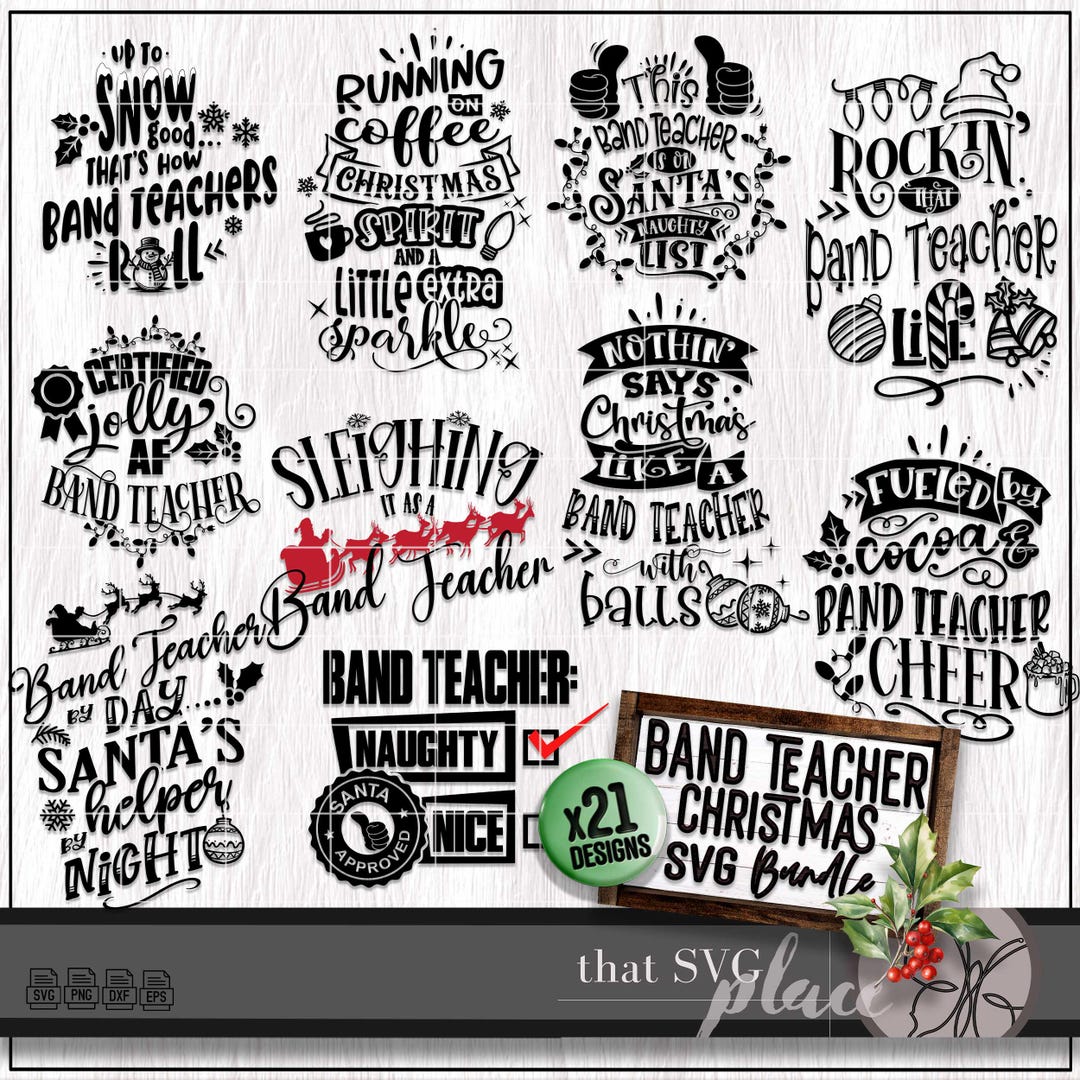Band Director SVG, Christmas PNG Bundle, Music Teacher SVG, Marching ...