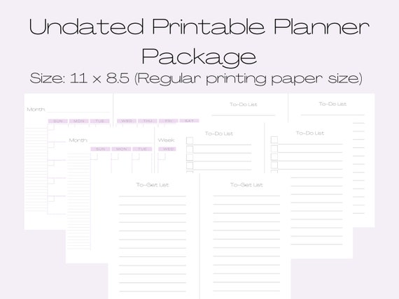 Printable Undated Blank Split Page Planner Package Undated - Etsy