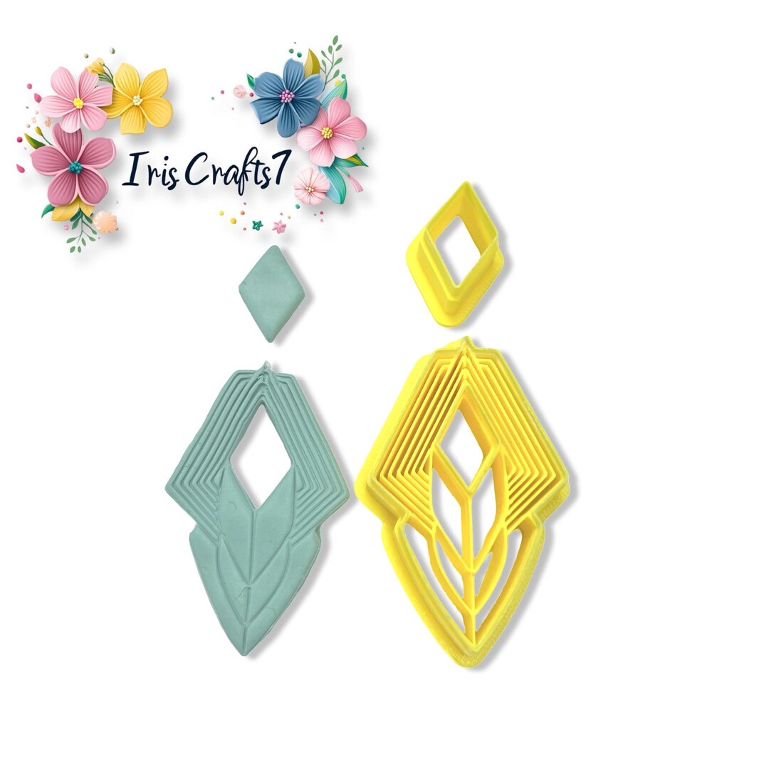 Diamond and Leaf Polymer Clay Cutter Set | Earring Shape Tool - Etsy