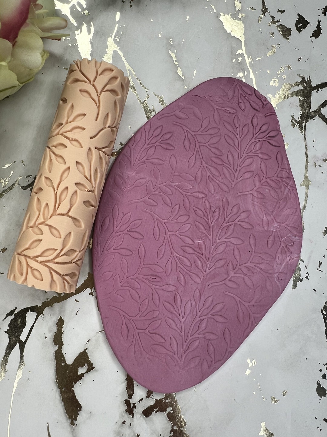 Olive Branches Polymer Clay Texture Roller – Embossing Tool for Earring ...