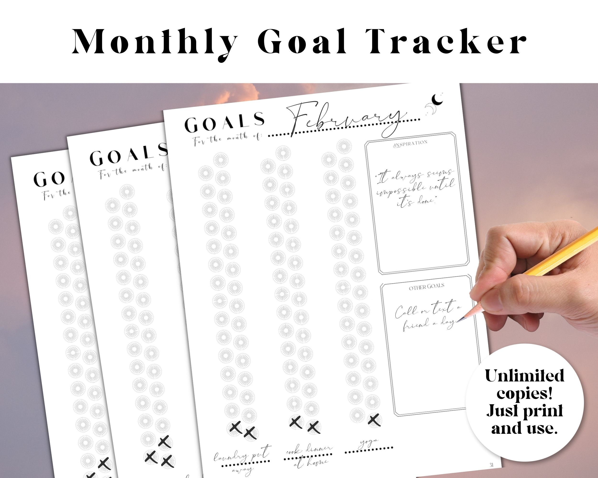 Monthly Goals and Habit Tracker Printable Instant Download - Etsy