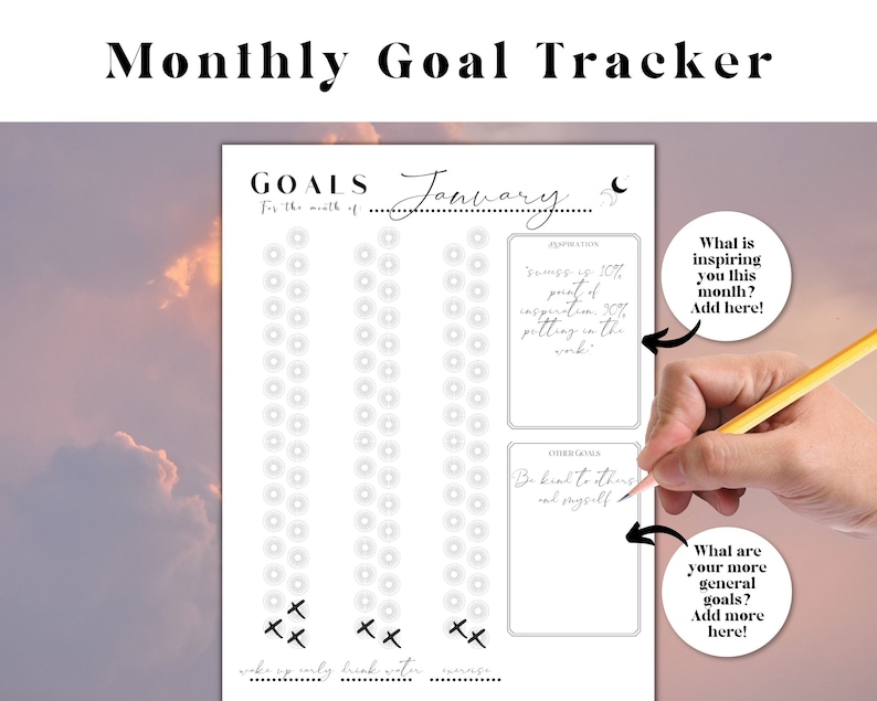 Monthly Goals and Habit Tracker Printable Instant Download - Etsy