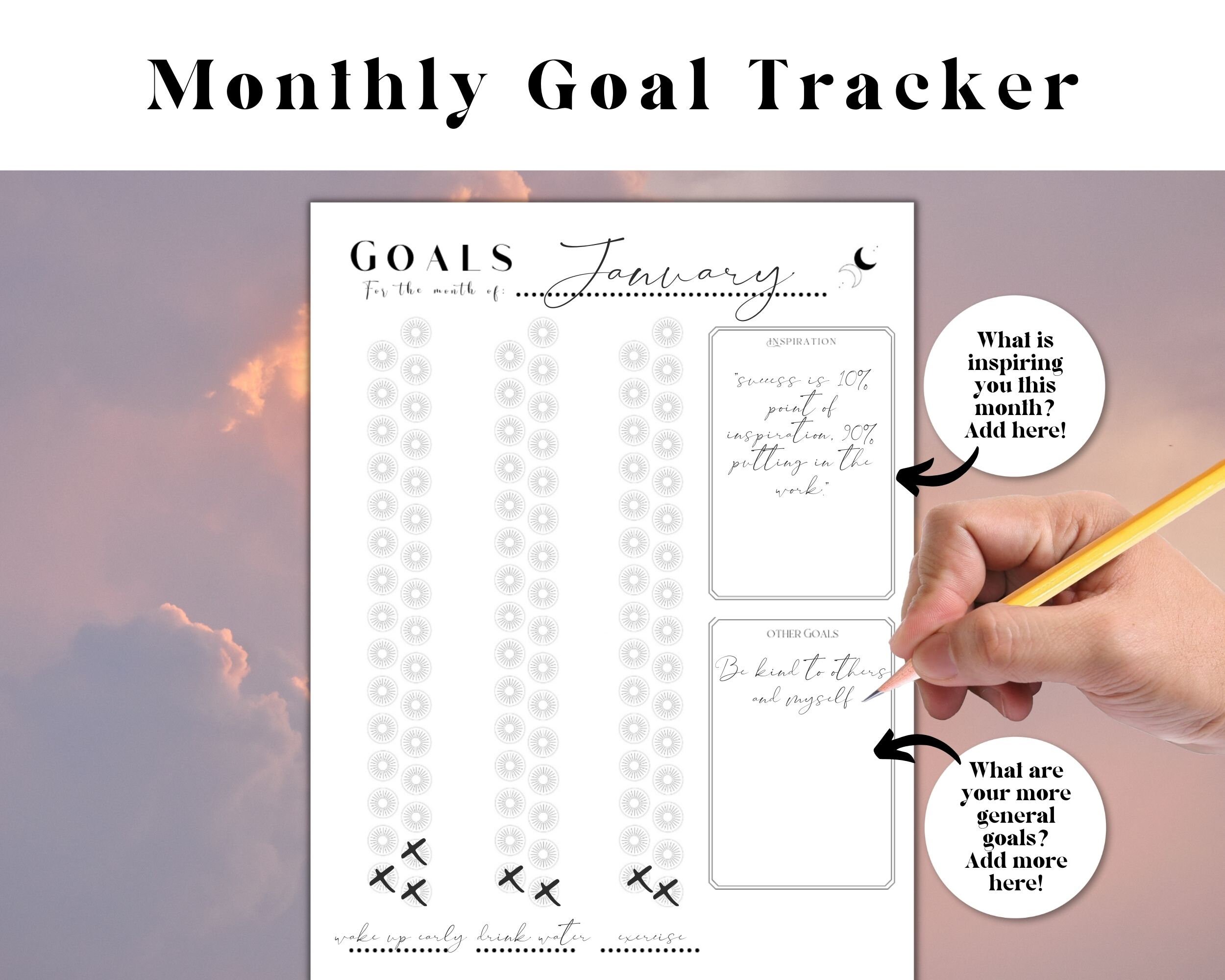 Monthly Goals and Habit Tracker Printable Instant Download - Etsy