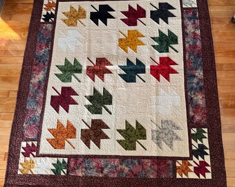 Autumn Leaves and Acorns Sofa Rag Quilt, Sofa Throw, Fall Rag Quilt ...