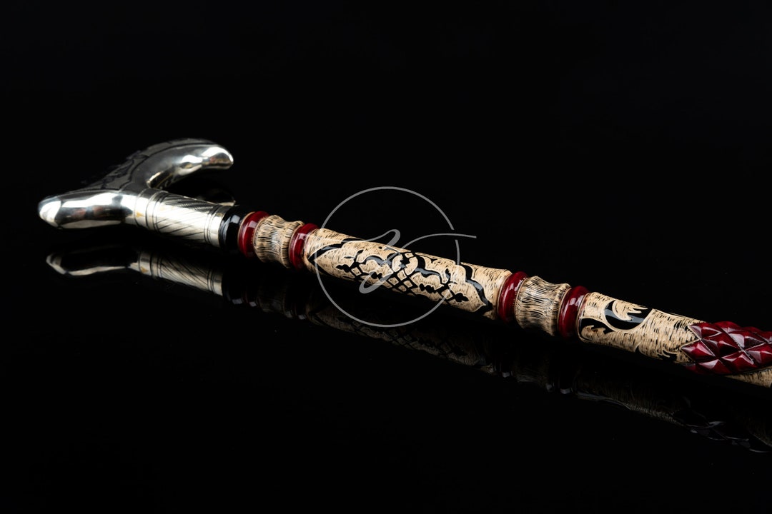 Elegant Wooden Walking Stick With German Silver (alpaca) Handle ...