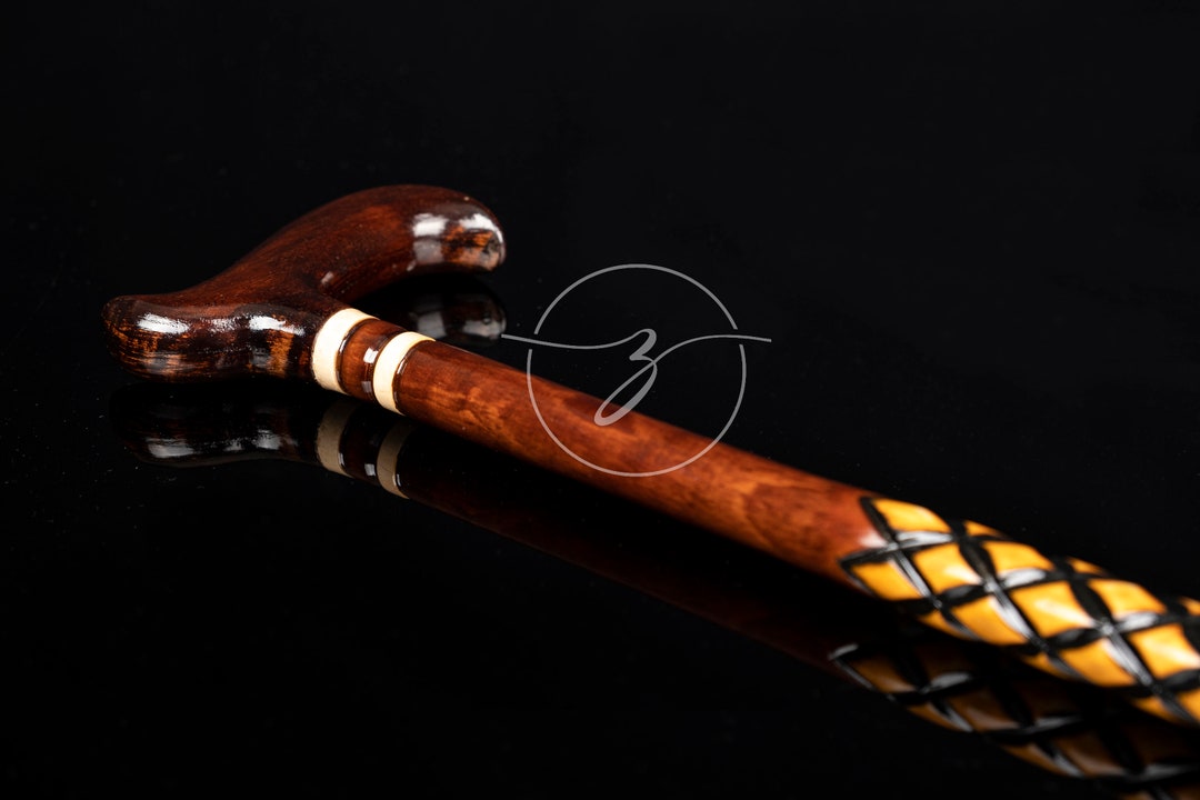 Diamond Patterned Handmade Walking Stick Made of Cornel Wood - Classy ...