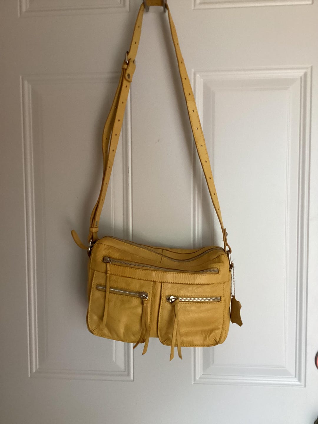 Nino Bossi Yellow Leather Shoulder Bag - Etsy