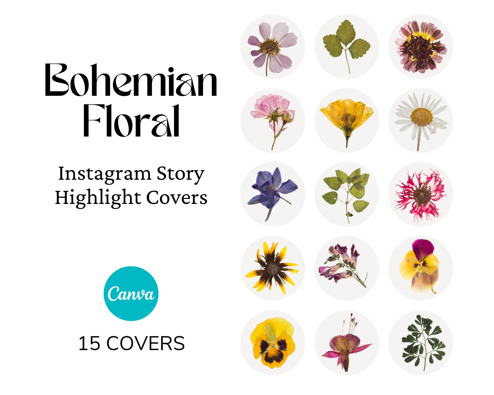 Instagram Highlight Covers, Flower IG Highlight Covers, Boho Instagram ...