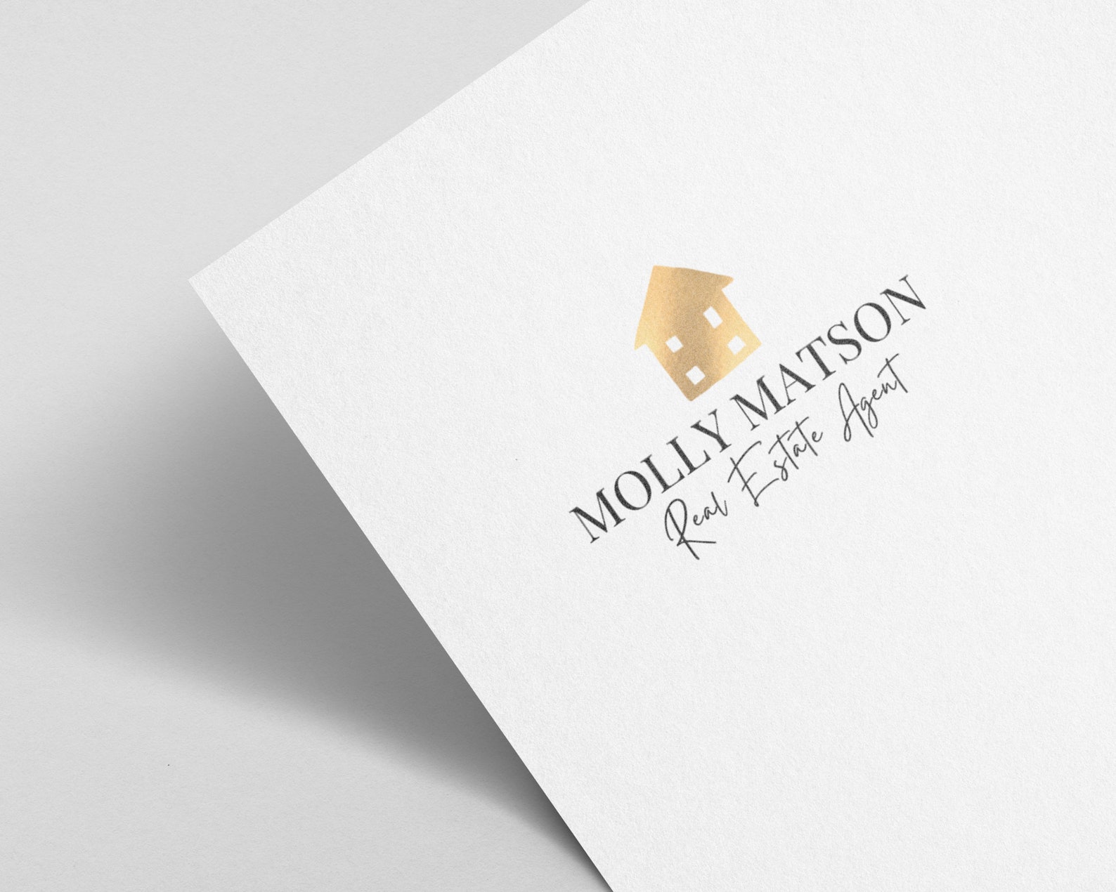 Hand Drawn Real Estate Logo Instant Download, Gold Realtor Logo, Modern ...