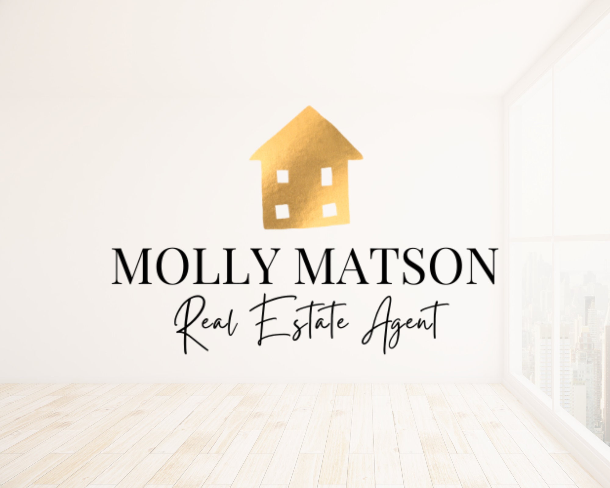 Hand Drawn Real Estate Logo Instant Download, Gold Realtor Logo, Modern ...