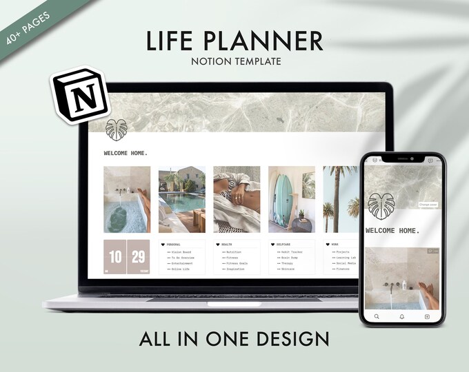 Notion Template Personal Planner All In One Notion Template Summer ...