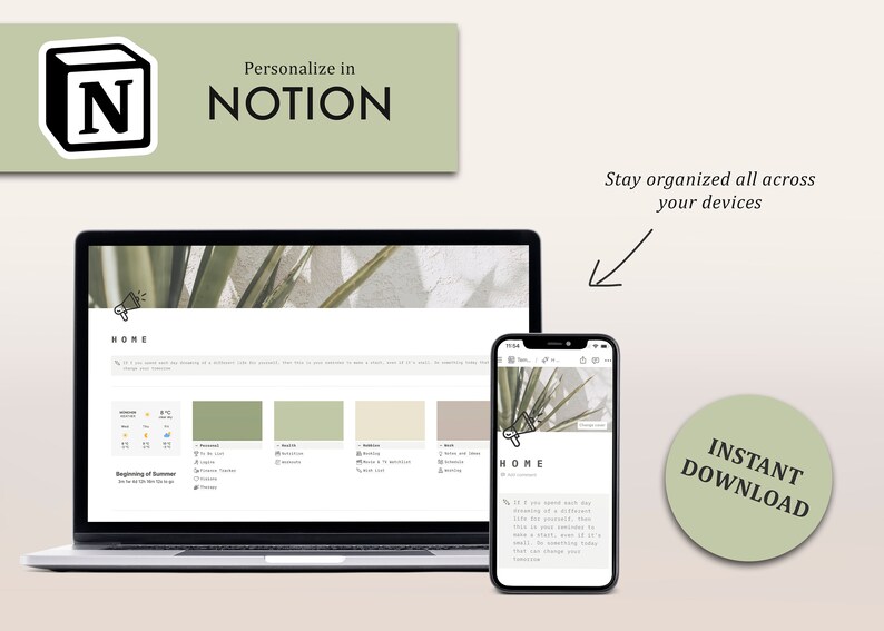 Notion Template Personal Planner All in One Notation - Etsy